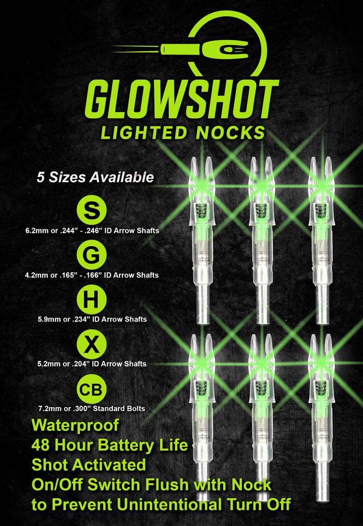 Glowshot Lighted Nocks 6pk 5.2 mm or .204" – BowBargain.com